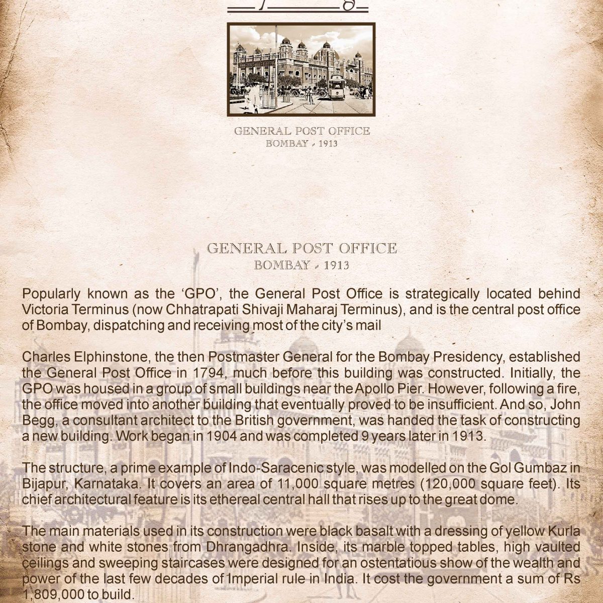 General Post Office Year-1913 (Code: 072) – Mounted and Wooden Frames ...