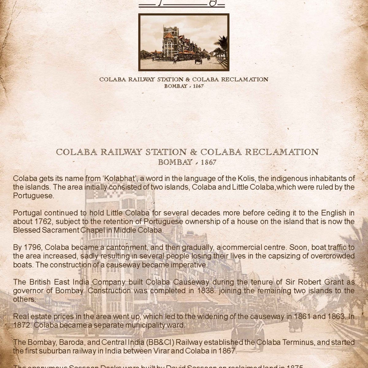 Colaba Railway Station & Colaba Reclamation Year-1867 ( Code No: 123 ...